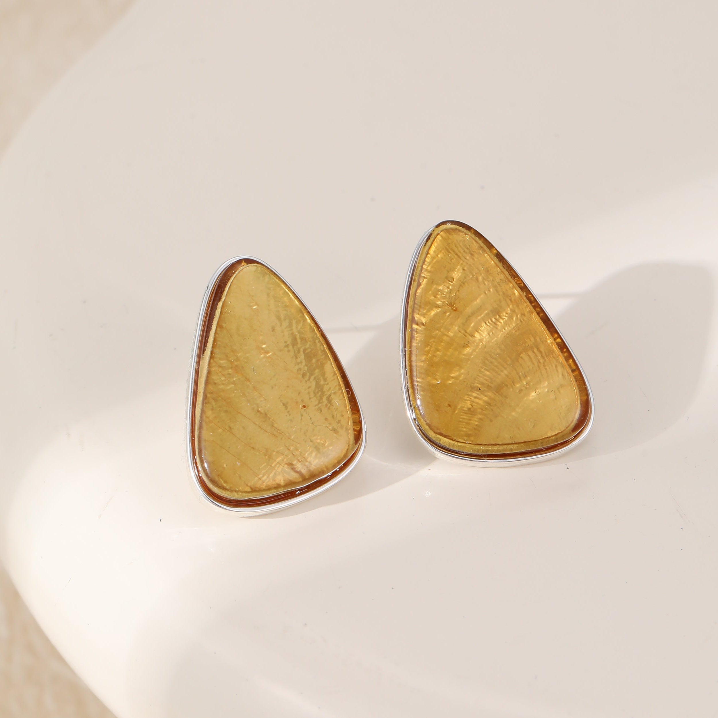Golden Stone & Silver Stud Earrings - Outlet – Mia Tui